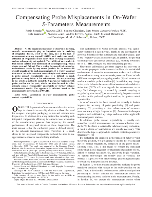 (PDF) Compensating Probe Misplacements in On-Wafer S-Parameters ...
