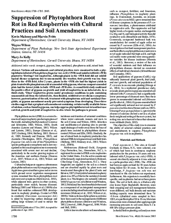 (PDF) Suppression of Phytophthora Root Rot in Red Raspberries with ...