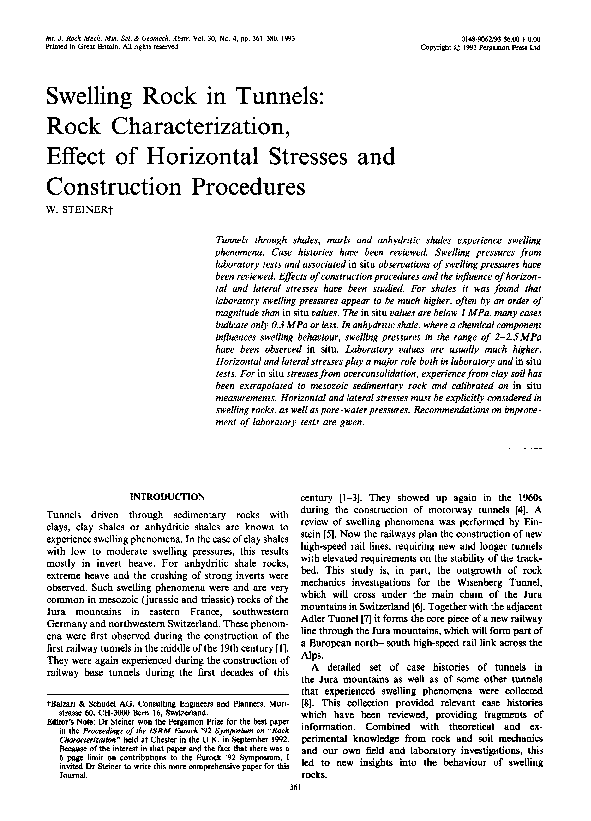 (PDF) Swelling rock in tunnels: Rock characterization, effect of ...