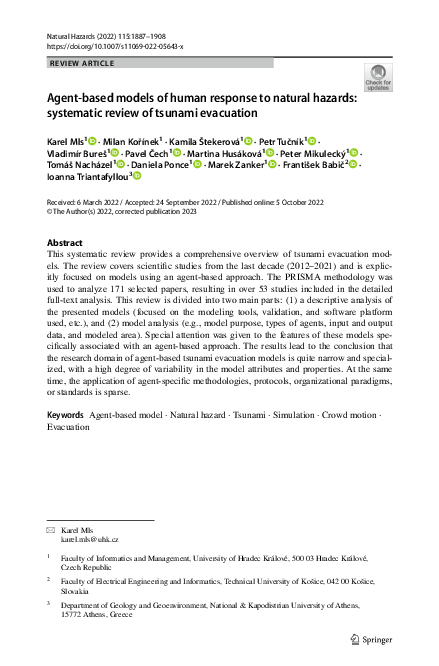 (PDF) Agent-based models of human response to natural hazards: systematic review of tsunami ...