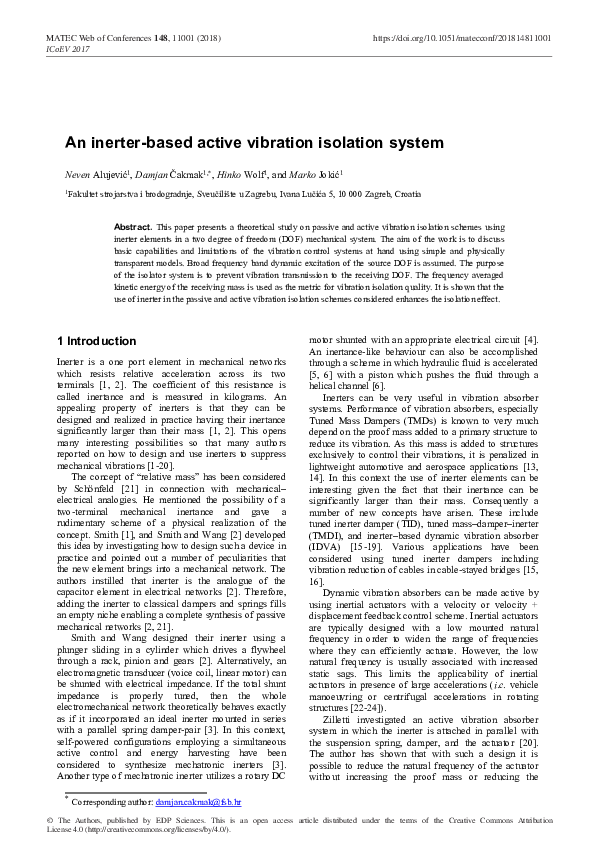 (PDF) An inerter-based active vibration isolation system