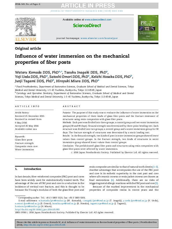 (PDF) Influence of water immersion on mechanical properties of quasi ...