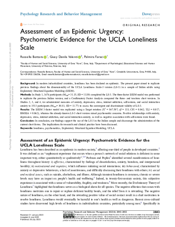(PDF) Assessment of an Epidemic Urgency: Psychometric Evidence for the ...