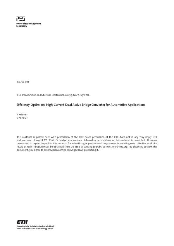 Pdf Efficiency Optimized High Current Dual Active Bridge Converter For Automotive Applications