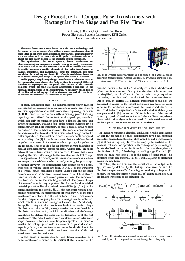 (PDF) Design procedure for compact pulse transformers with rectangular ...