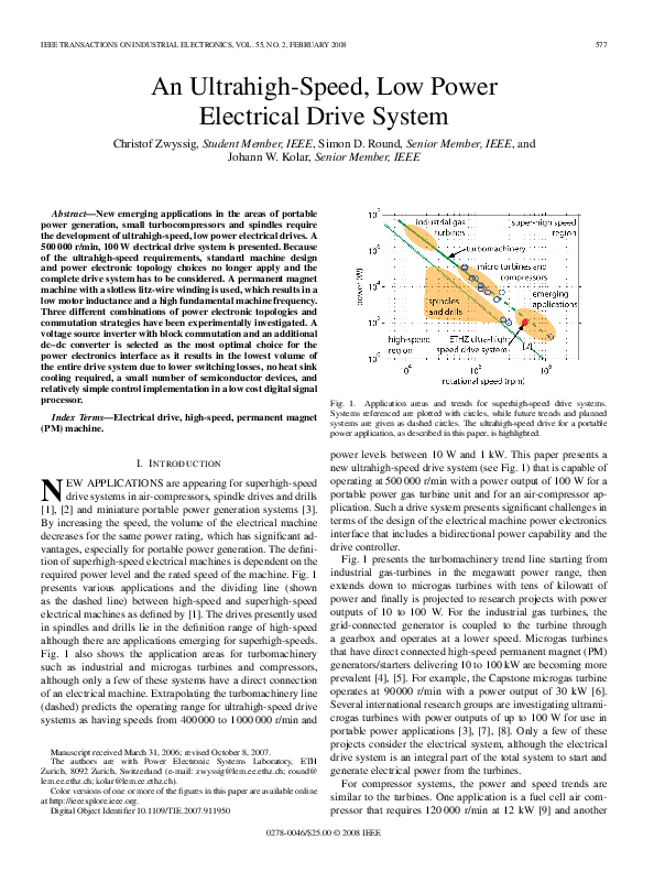 (PDF) An Ultrahigh-Speed, Low Power Electrical Drive System