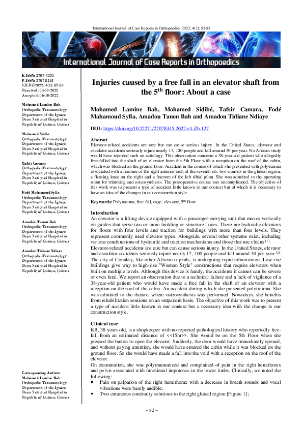 (PDF) Injuries caused by a free fall in an elevator shaft from the 5th ...