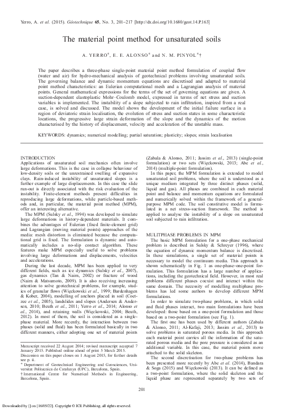 (PDF) The material point method for unsaturated soils
