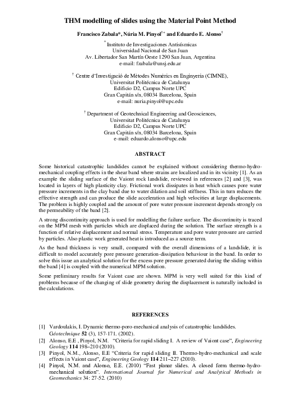 (PDF) THM modelling of slides using the Material Point Method