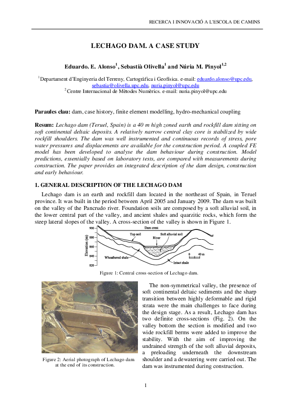 (PDF) Lechago dam. A case study
