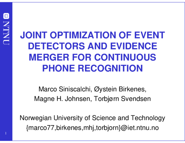 (PDF) Joint optimization of event detectors and evidence merger for ...