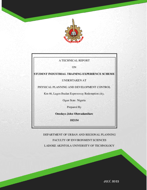 (PDF) Industrial Training Report of Urban and Regional Planning ...