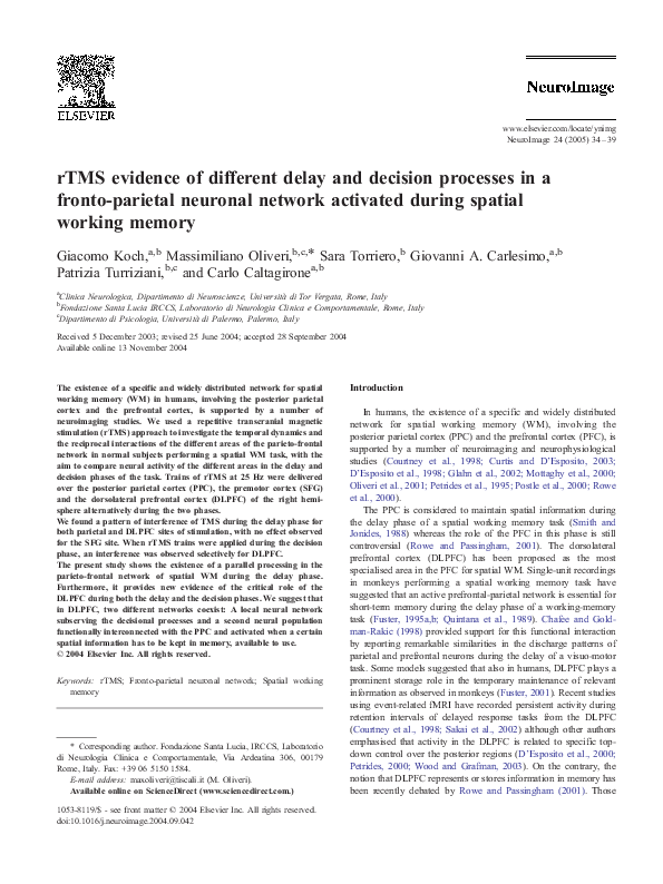 (PDF) rTMS evidence of different delay and decision processes in a fronto-parietal neuronal ...