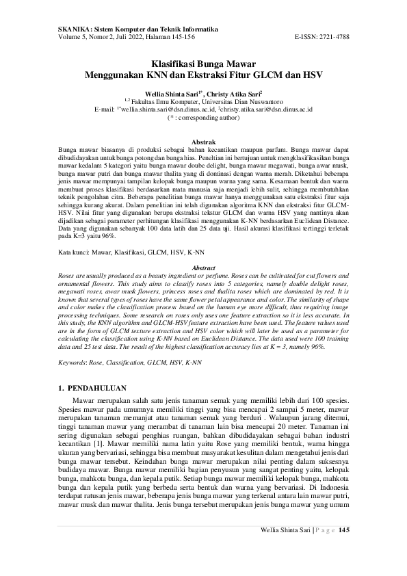 (PDF) Klasifikasi Bunga Mawar Menggunakan KNN Dan Ekstraksi Fitur GLCM ...