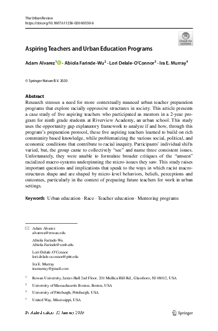 (PDF) Aspiring Teachers and Urban Education Programs