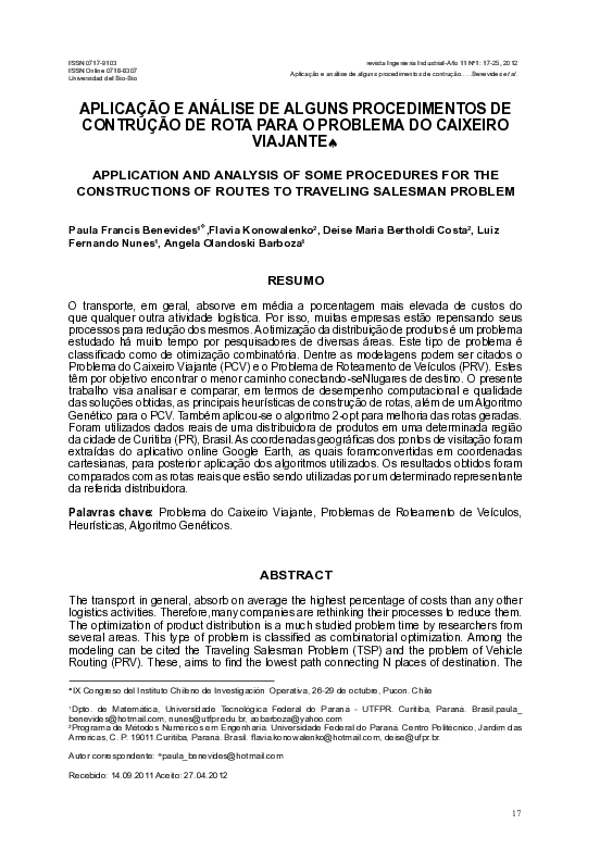 (PDF) Aplicação e Análise De Alguns Procedimentos De Contrução De Rota ...