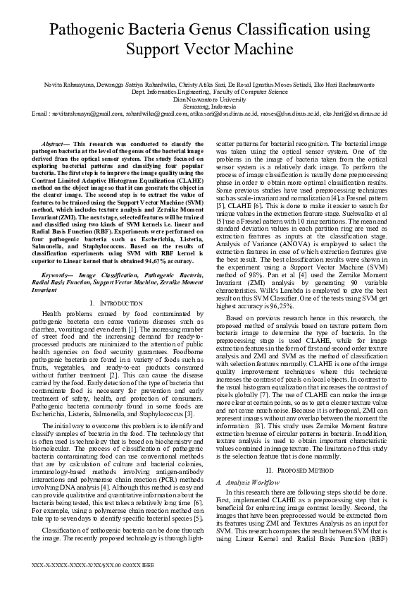 (PDF) Pathogenic Bacteria Genus Classification using Support Vector Machine