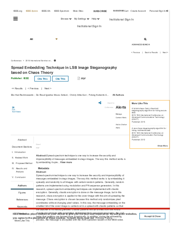Pdf Spread Embedding Technique In Lsb Image Steganography Based On