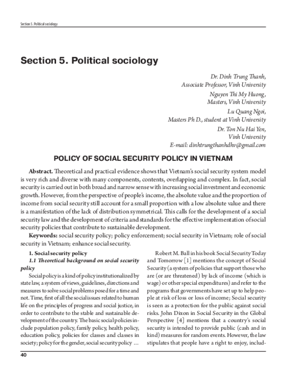 (PDF) Policy of Social Security Policy in Vietnam