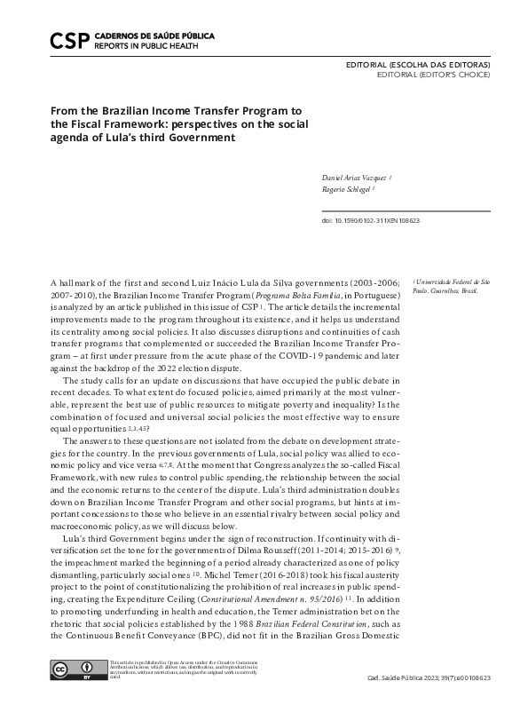(PDF) From the Brazilian Income Transfer Program to the Fiscal ...