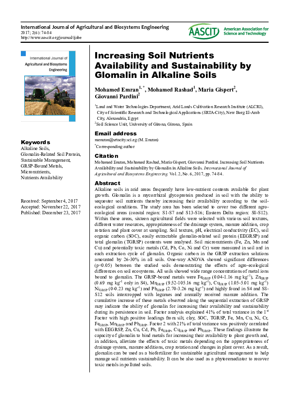 (PDF) Increasing Soil Nutrients Availability and Sustainability by ...