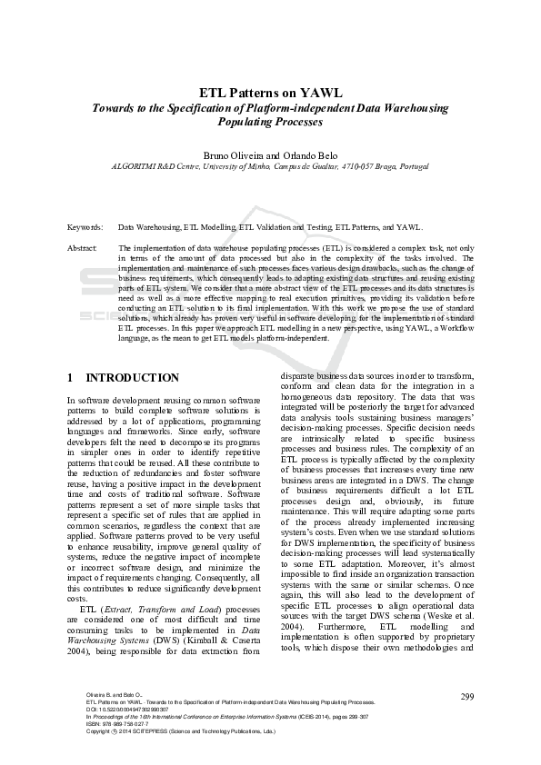 (PDF) ETL Patterns on YAWL - Towards to the Specification of Platform ...