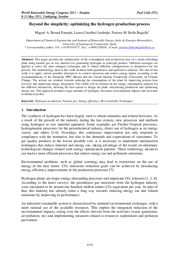 (PDF) Beyond the Simplicity: Optimizing the Hydrogen Production Process
