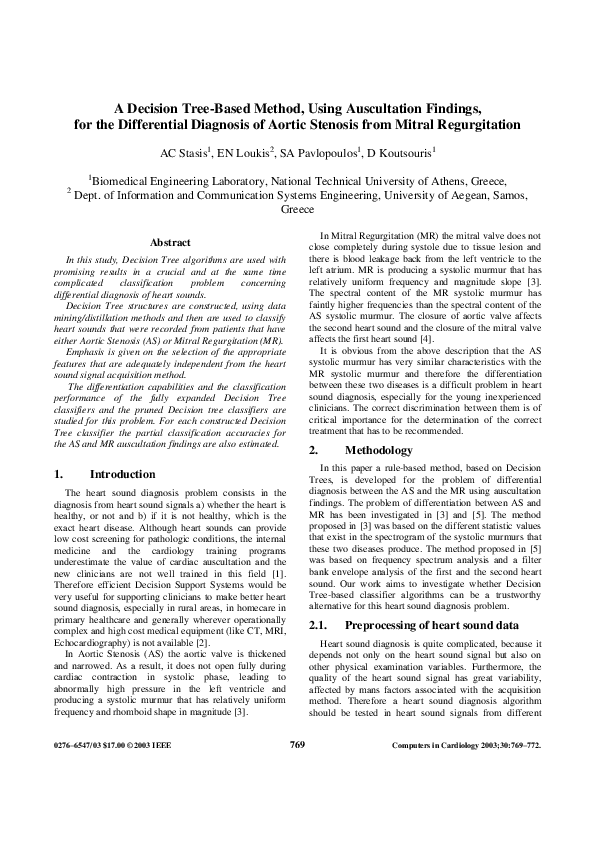 (PDF) A decision tree-based method, using auscultation findings, for ...