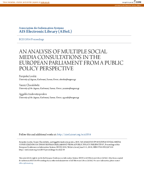 (PDF) An analysis of multiple social media consultations in the ...