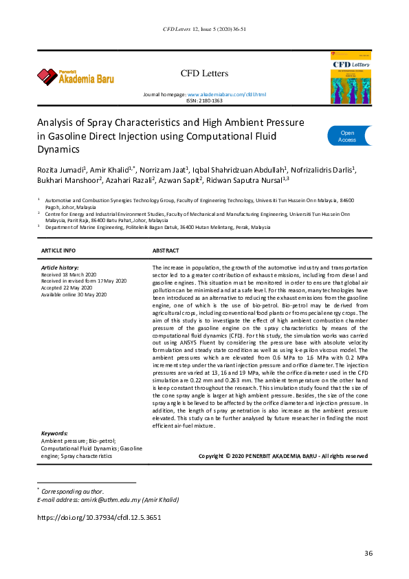 (PDF) Analysis of Spray Characteristics and High Ambient Pressure in Gasoline Direct Injection ...