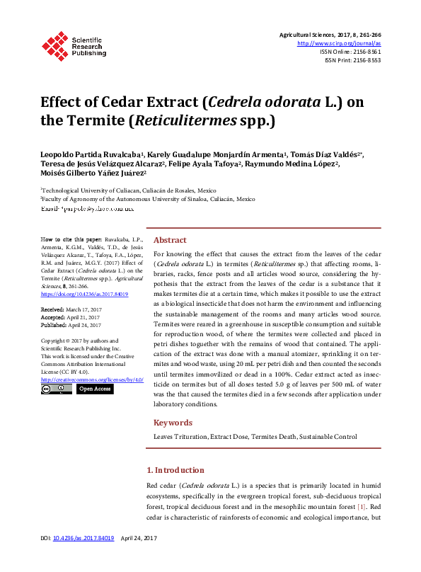 (PDF) Effect of Cedar Extract ( Cedrela odorata L.) on the Termite ...