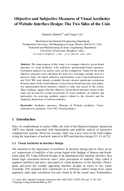 (PDF) Objective and Subjective Measures of Visual Aesthetics of Website ...