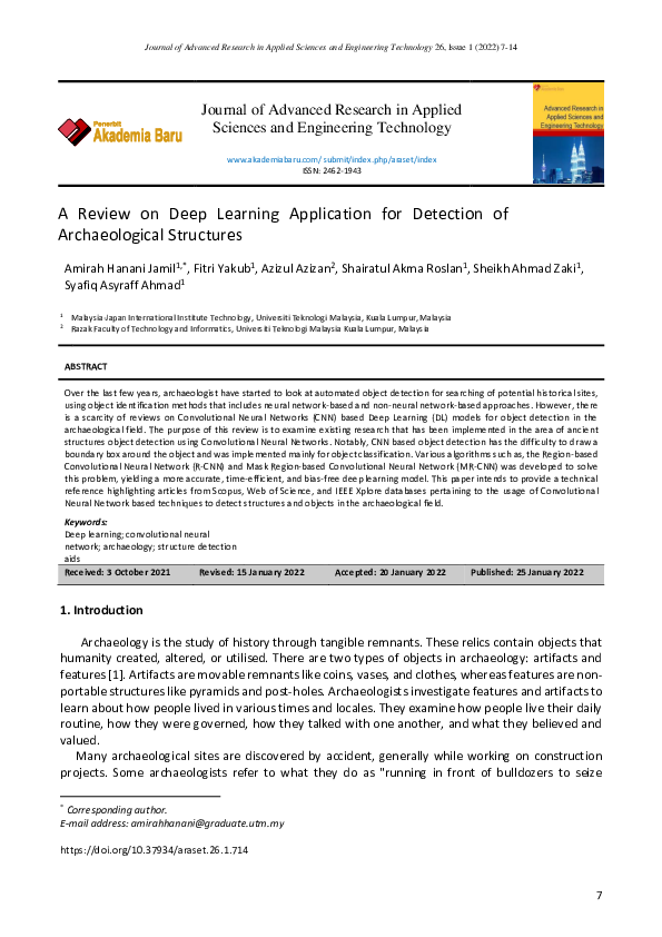 (PDF) A Review on Deep Learning Application for Detection of Archaeological Structures