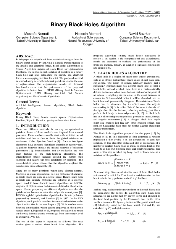 (PDF) Binary Black Holes Algorithm
