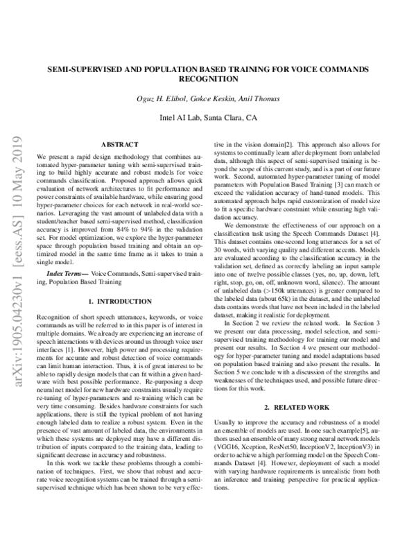 (PDF) Semi-supervised and Population Based Training for Voice Commands Recognition