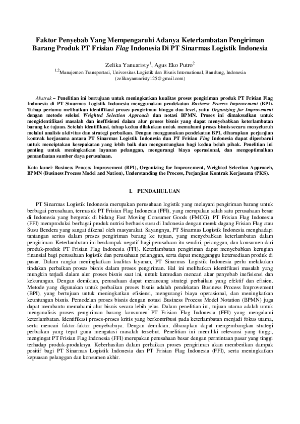 (PDF) Faktor Penyebab Yang Mempengaruhi Adanya Keterlambatan Pengiriman ...