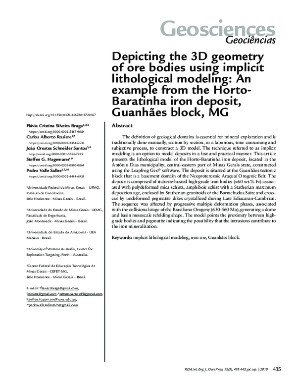 (PDF) Depicting the 3D geometry of ore bodies using implicit lithological modeling: An example ...