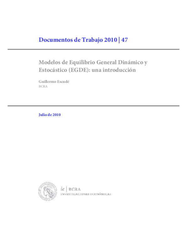 (PDF) Dynamic and Stochastic General Equilibrium (DSGE) Models: An Introduction | Guillermo J ...