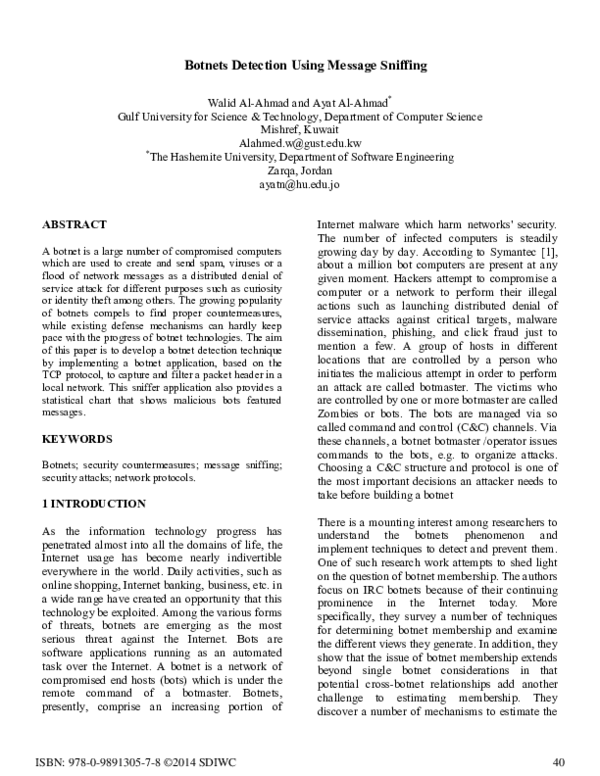Pdf Botnets Detection Using Message Sniffing