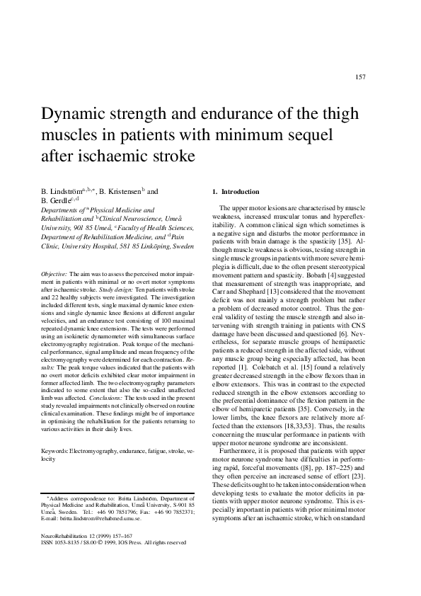 (PDF) Dynamic strength and endurance of the thigh muscles in patients ...