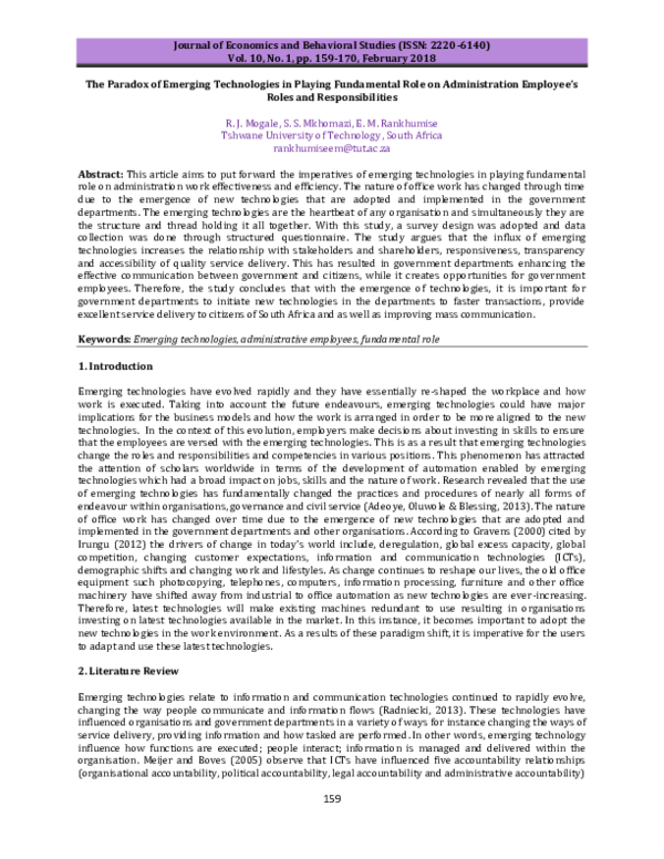 (PDF) The Paradox of Emerging Technologies in Playing Fundamental Role ...