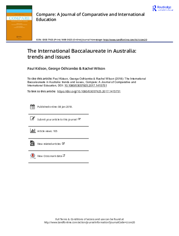 (PDF) The International Baccalaureate in Australia: trends and issues