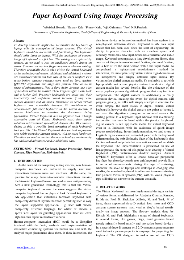 (PDF) Paper Keyboard Using Image Processing