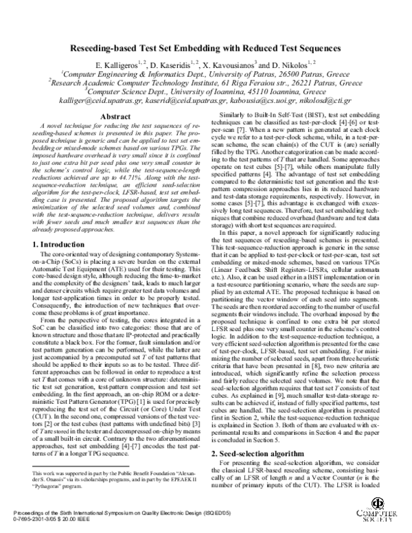 (PDF) Reseeding-Based Test Set Embedding with Reduced Test Sequences