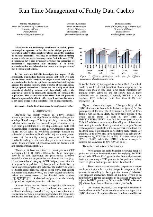 (PDF) Run Time Management of Faulty Data Caches