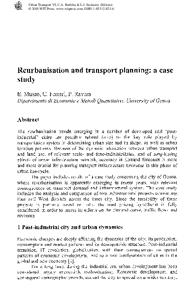(PDF) Reurbanisation and Transport Planning: A Case Study