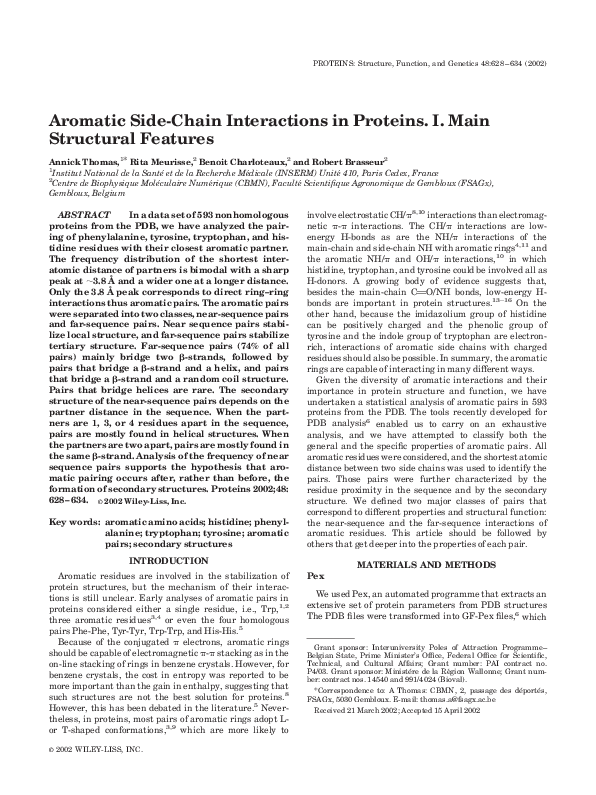 (PDF) Aromatic side-chain interactions in proteins. II. Near- and far ...