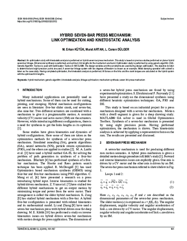 (PDF) Hybrid Seven-bar Press Mechanism