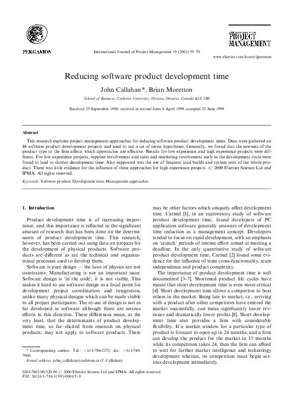 (PDF) Reducing software product development time (PDF) Reducing software product development time