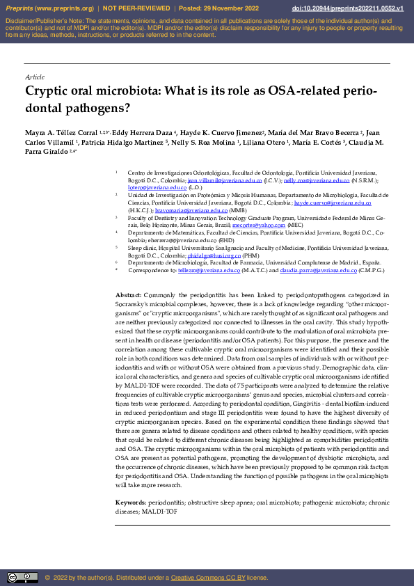 (PDF) Cryptic Oral Microbiota: What is its Role as OSA-related ...